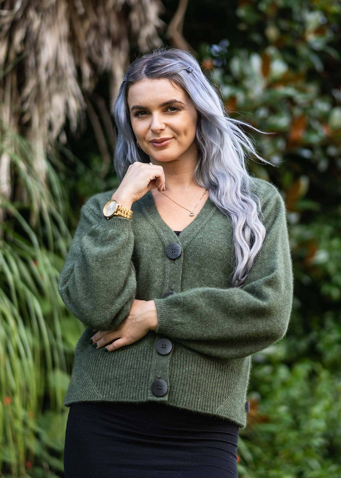 Wool Cardigan NZ Made - Merino, Possum & Cashmere